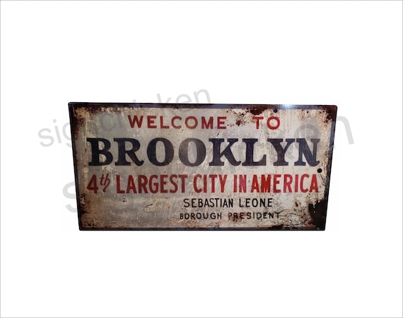 Welcome To Brooklyn vintage looking replica as seen on | Etsy