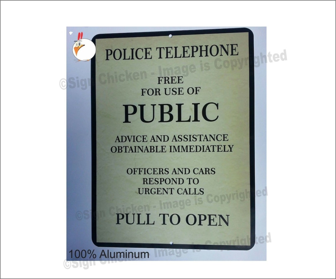 Police Telephone Sign for Dr. Who Fans Embossed - Etsy