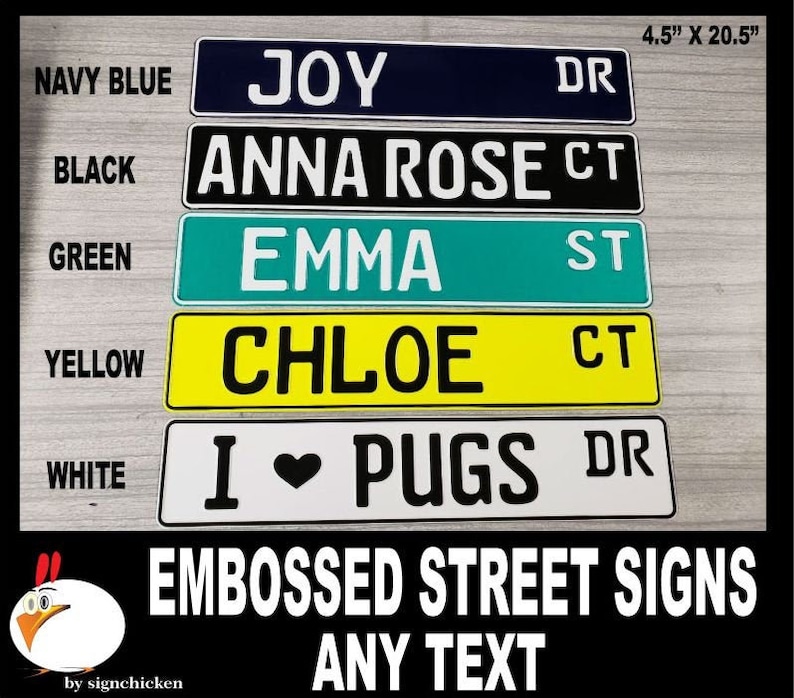 Custom Personalized Street Sign All Aluminum Embossed - Etsy