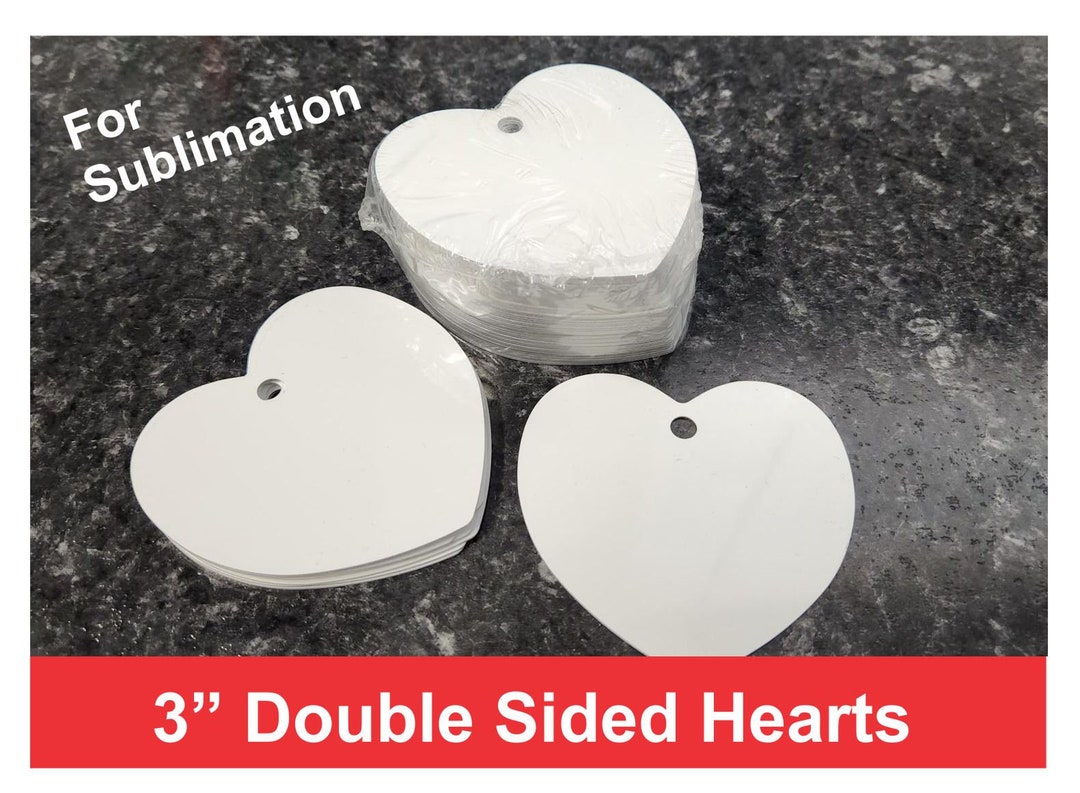 Sublimation, HEART BLANKS, 3." Diameter, Double Sided White, Aluminum ...