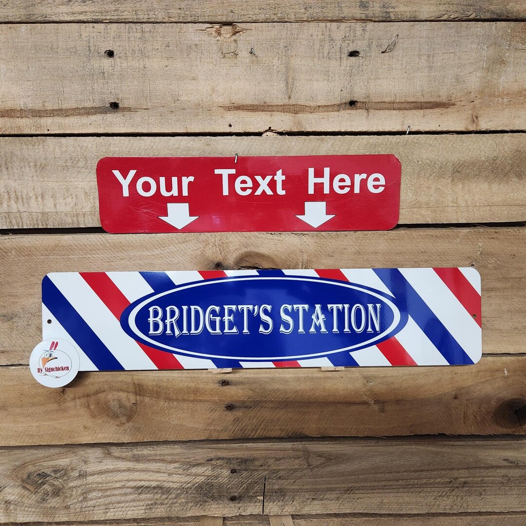 CUSTOM BARBER SIGN - Any Name or Text - Barber Pole, 4" X 18", Aluminum ...