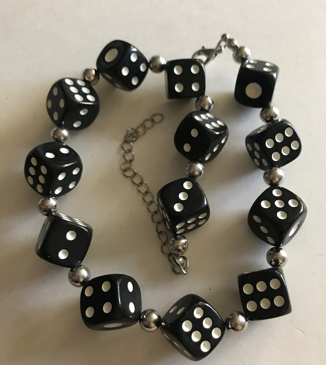 Vintage Asia Style Black & White Dice Cube Beads Necklace. 17l - Etsy