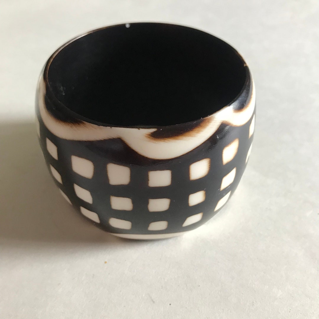 WIDE, CHUNKY Brown & White Checkered Animal PATTERN Bangle Bracelet - Etsy