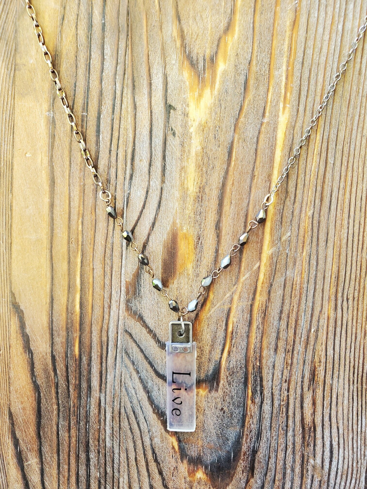 Live Tag Rosary Bead Chain Necklace - Etsy