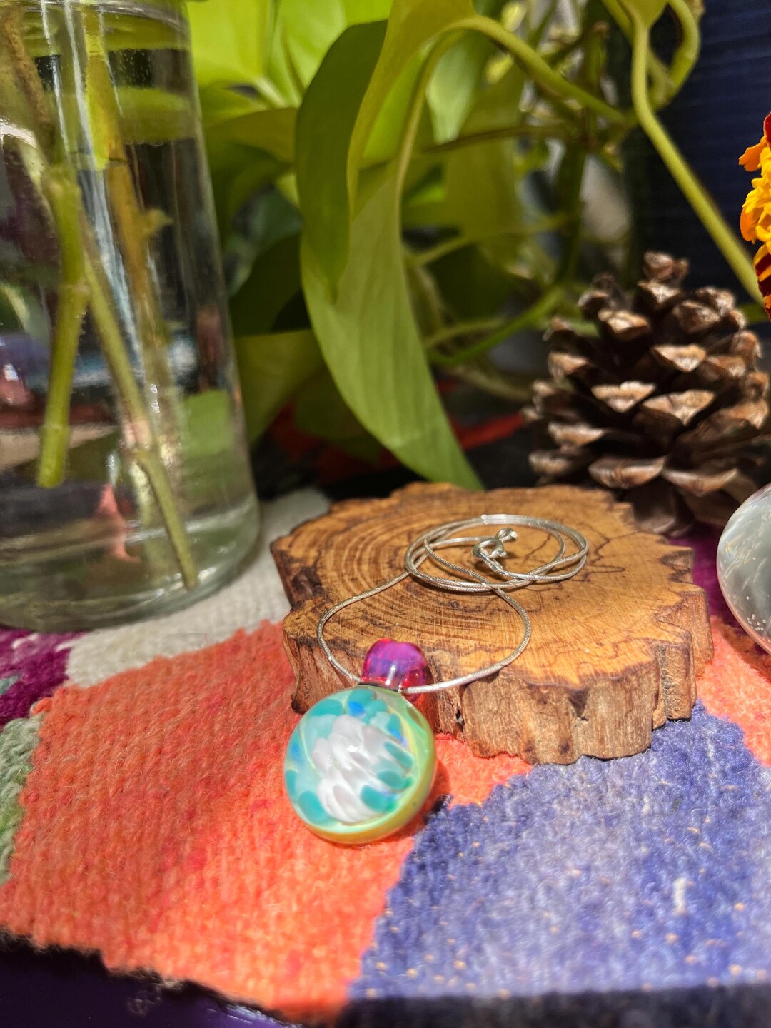 Small Glass Heart Implosion Pendant - Etsy