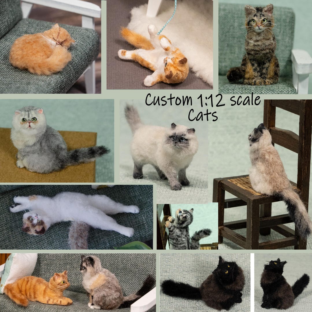 Made to Order - 1:12 Scale Custom Miniature Long or Short Haired Cats ...