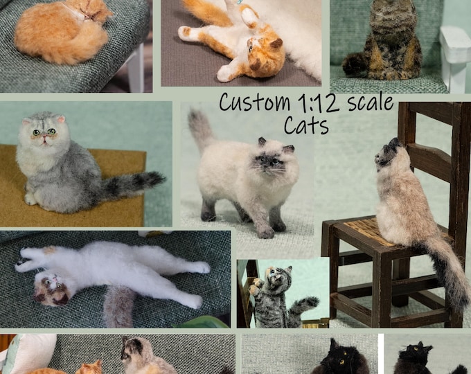 Made to Order - 1:12 Scale Custom Miniature Long or Short Haired Cats ...
