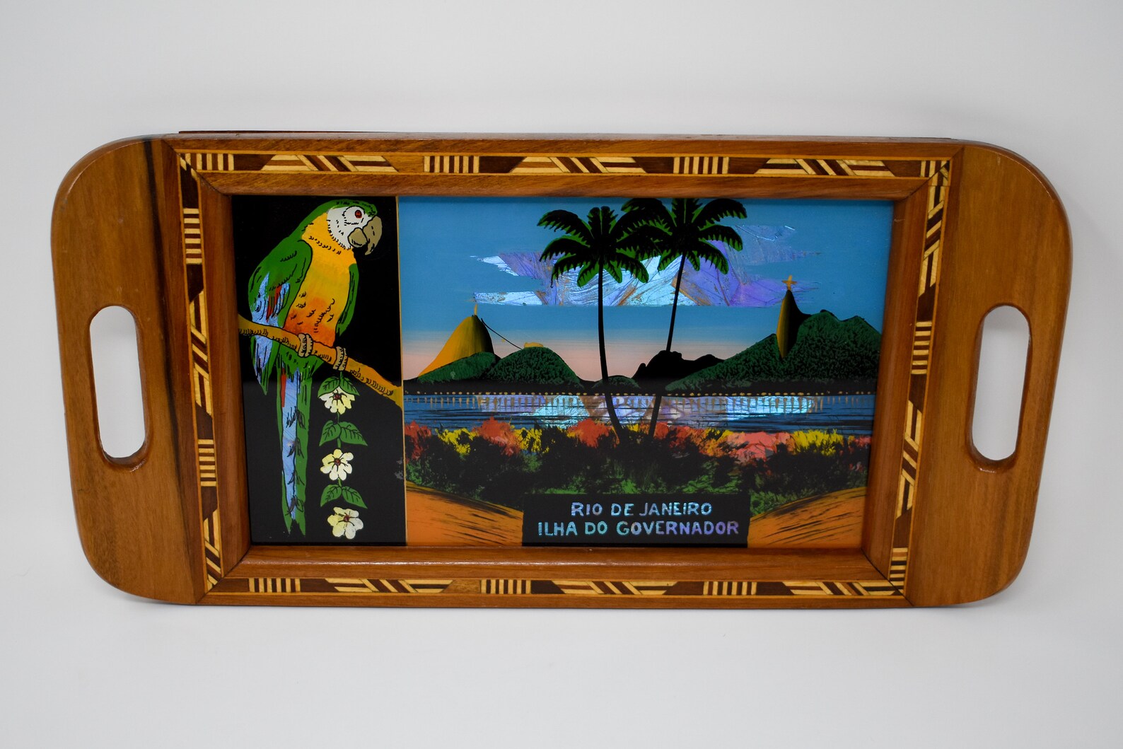 Vintage Butterfly Wing Exotic Inlaid Wood Parrot Tray | Etsy