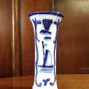 Antique German Porcelain Flow Blue 19th Century Bud Vase | Etsy