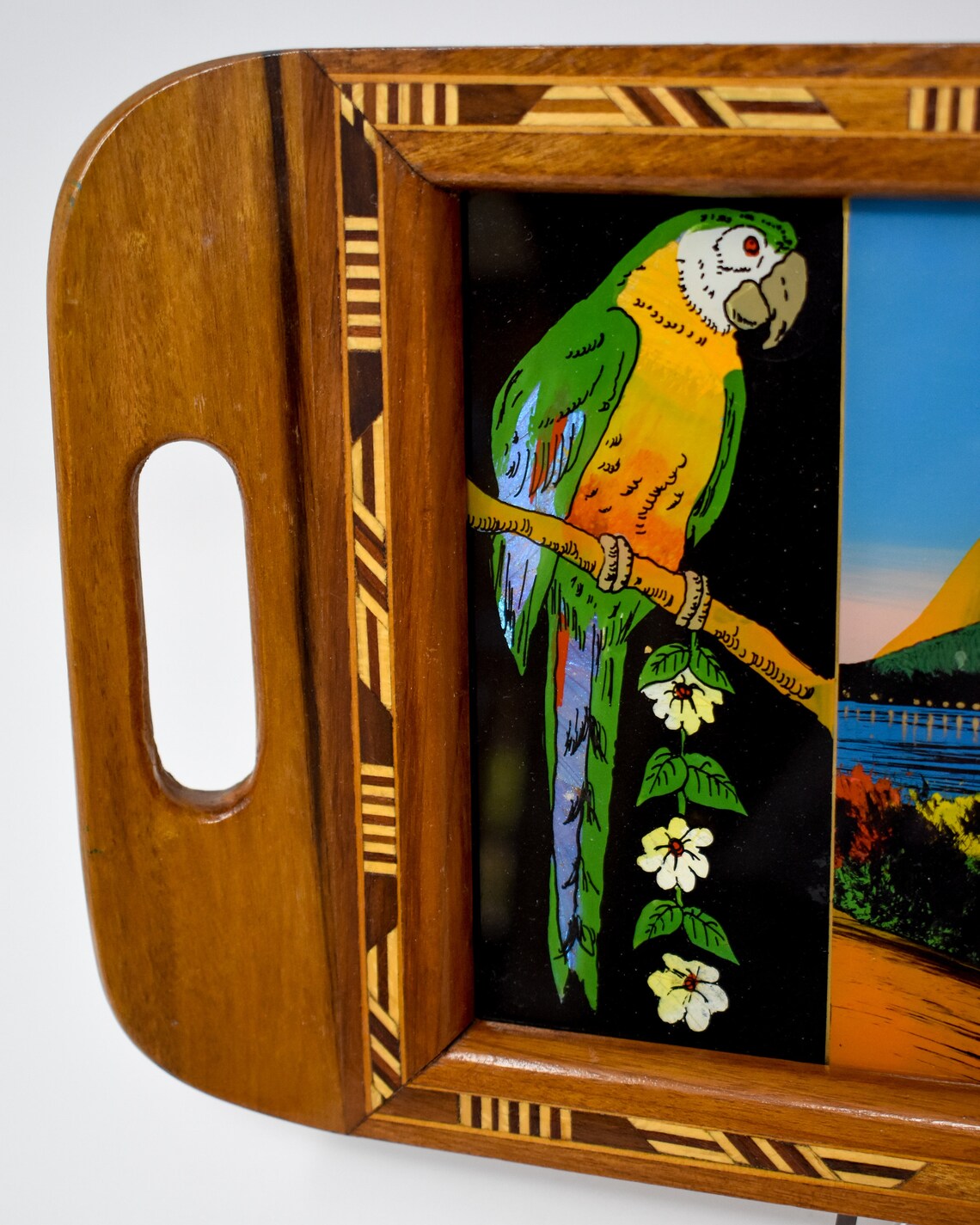 Vintage Butterfly Wing Exotic Inlaid Wood Parrot Tray | Etsy