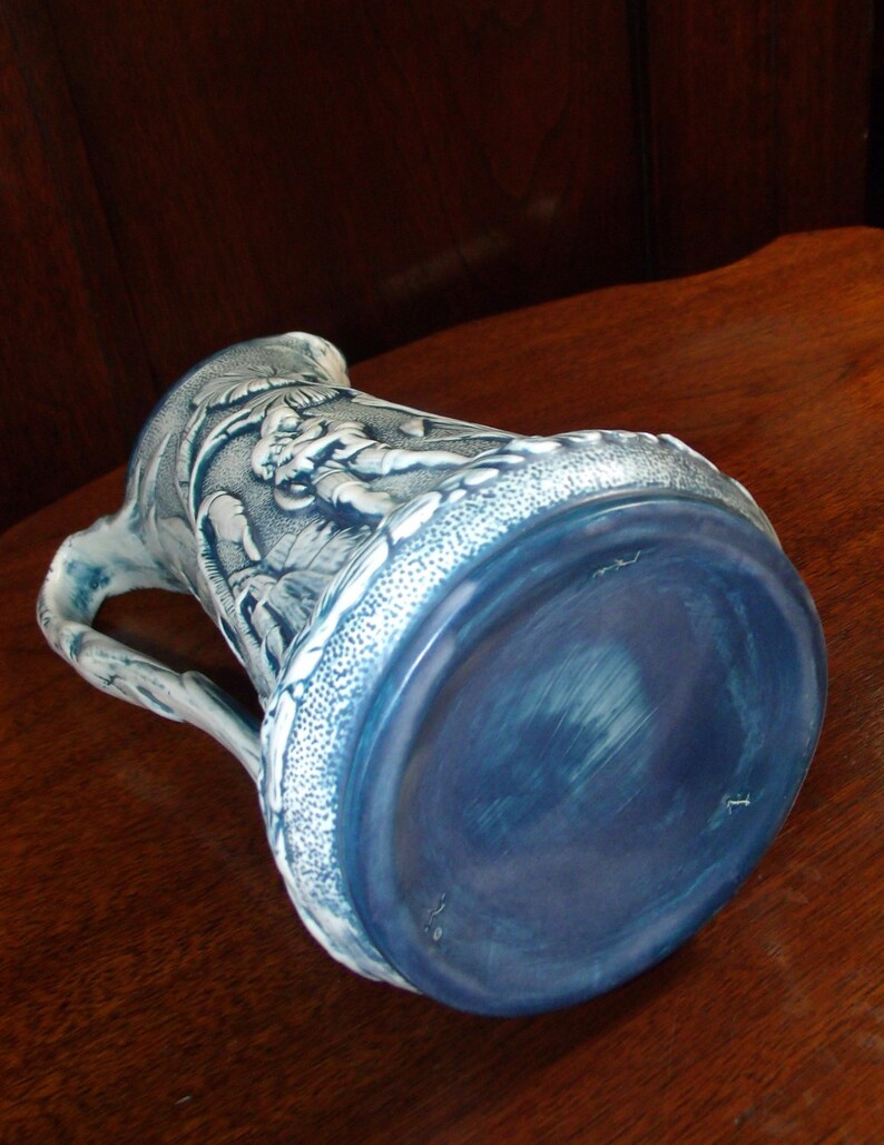 Antique Parian Pitcher 1850 Dark Blue Stippled Background - Etsy