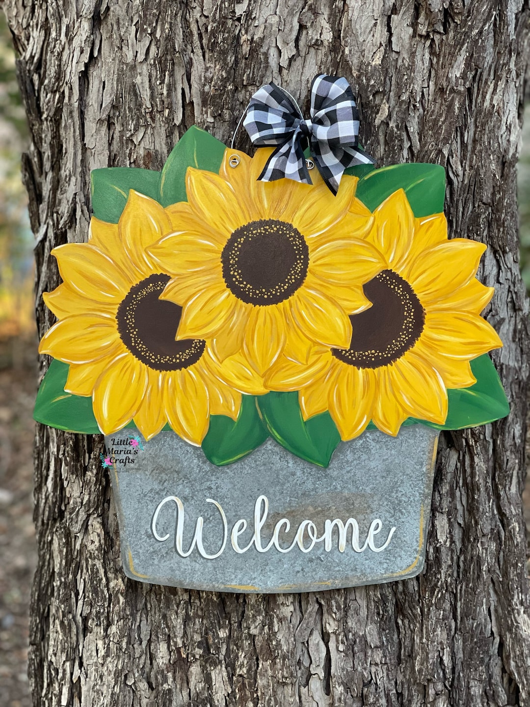 Sunflower Tin Door Hanger, Welcome Door Sign, Sunflower Decor - Etsy