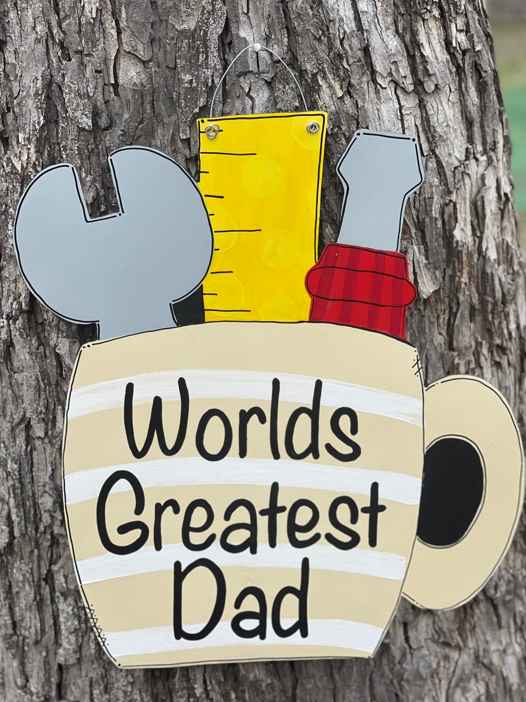 Dads Tools Door Hanger, Fathers Day Door Hanger, Dad Gift, Man Cave ...
