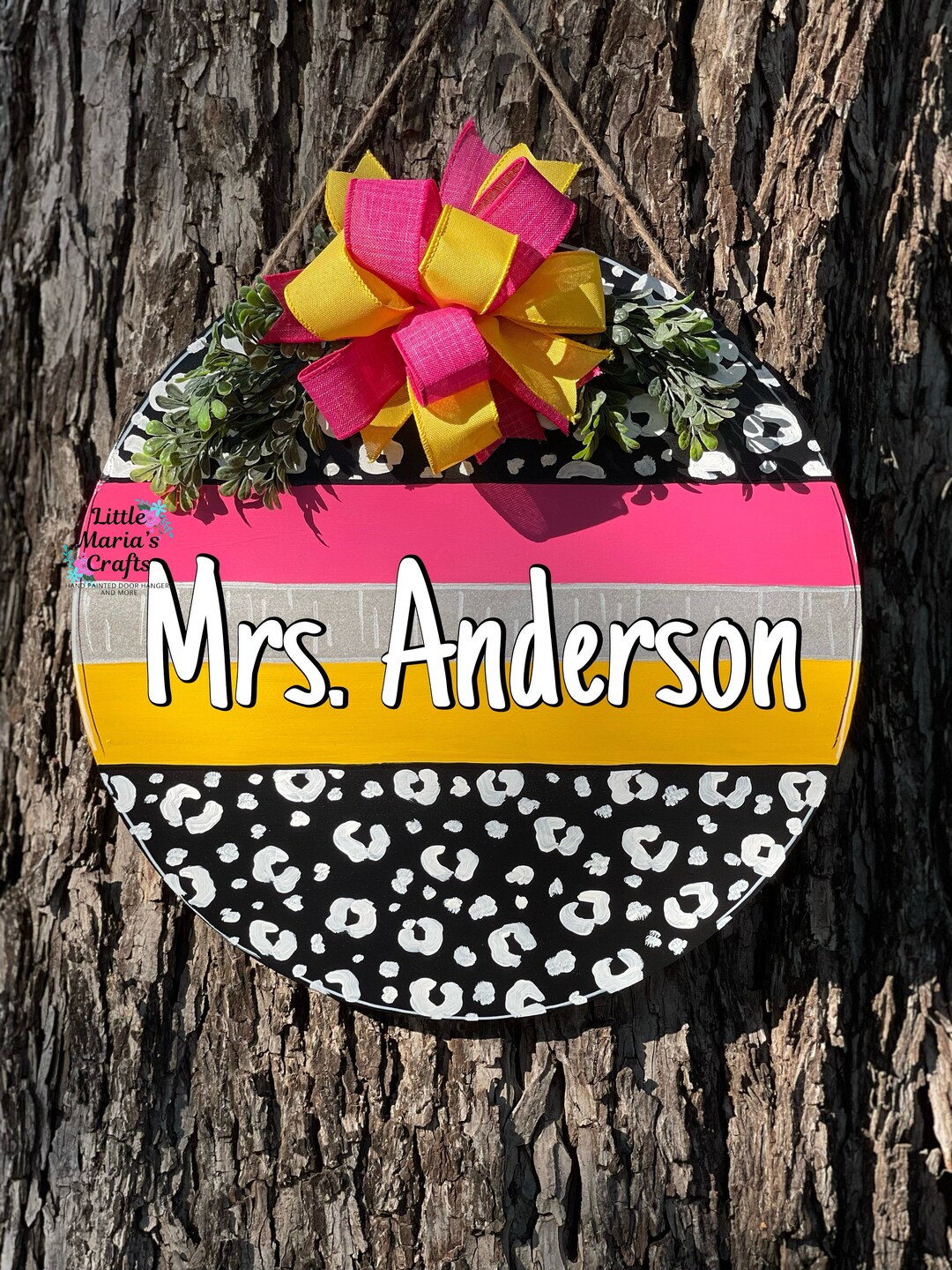 Teacher Leopard Round Door Hanger - Etsy