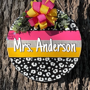 Teacher Leopard Round Door Hanger - Etsy