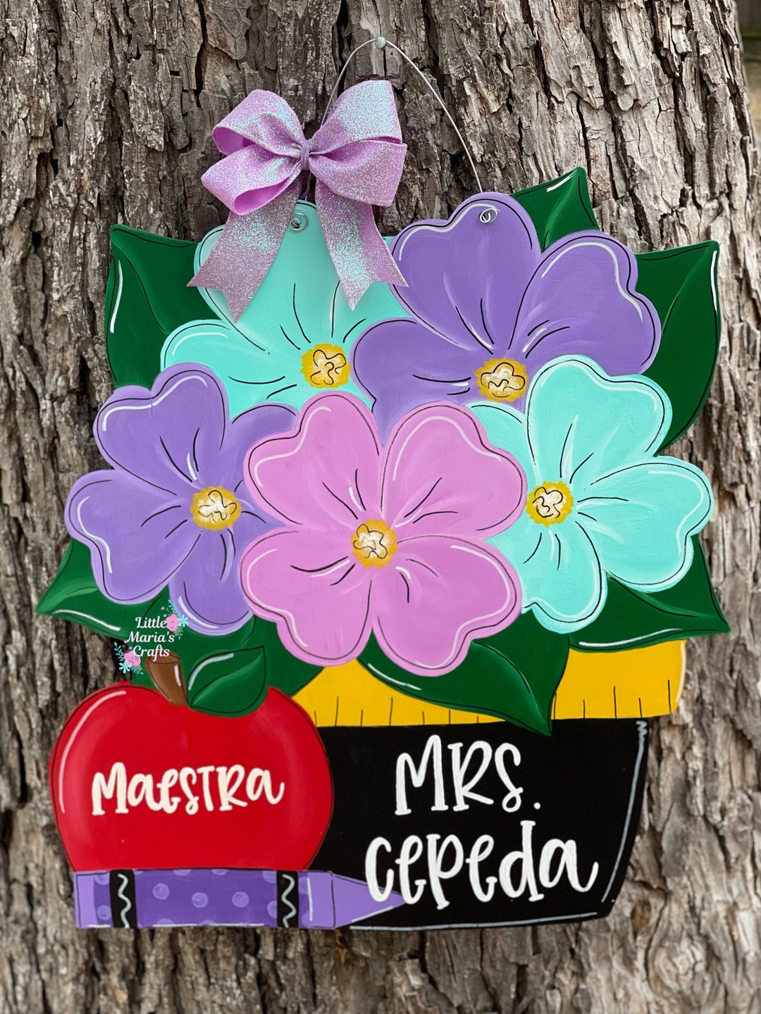 Floral Teacher Door Hanger, Classroom Decor, Teacher Appreciation Gift ...