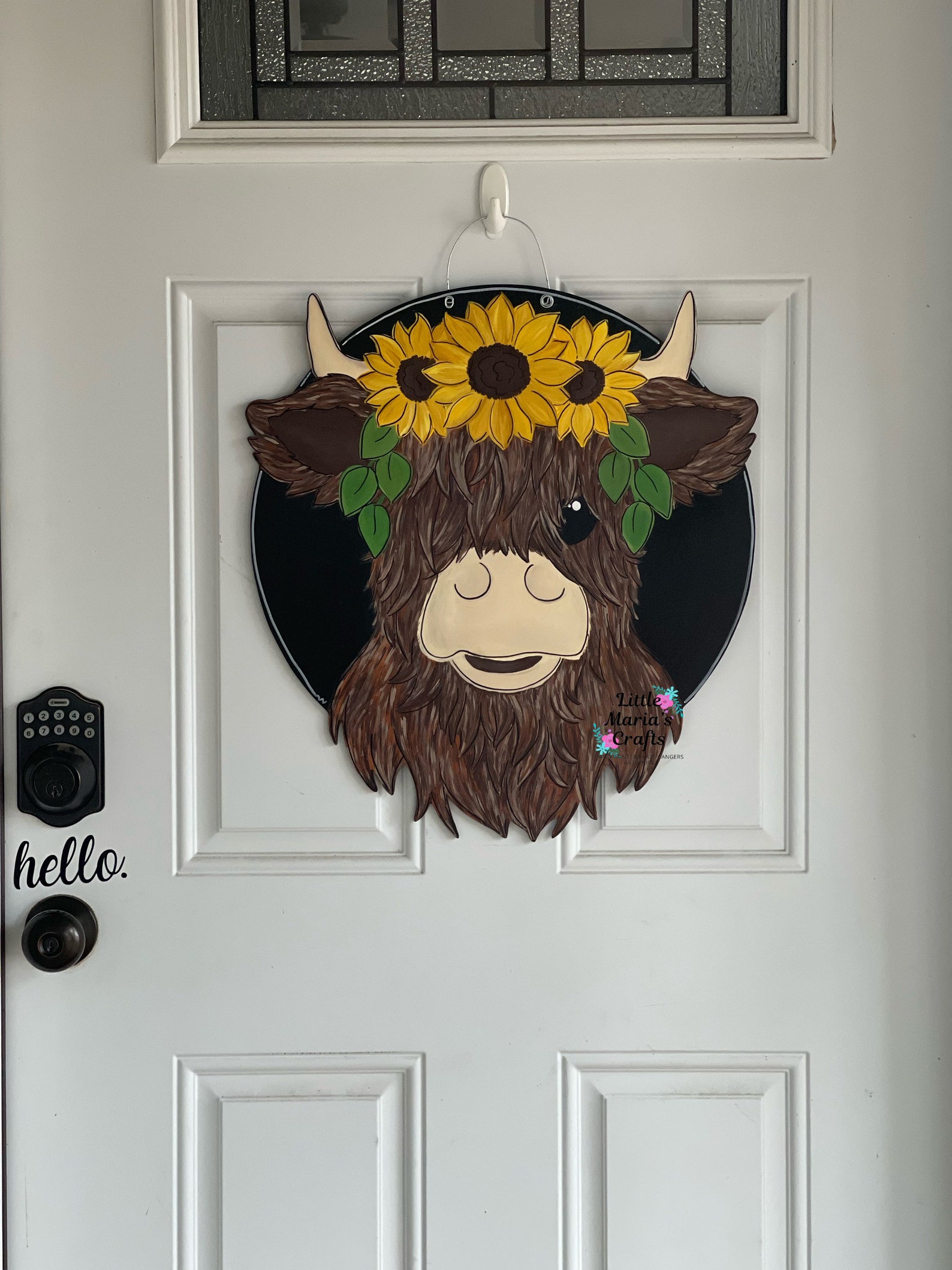 Highland Cow Door Hanger, Sunflower Door Sign, Cow Decor, Farmhouse ...