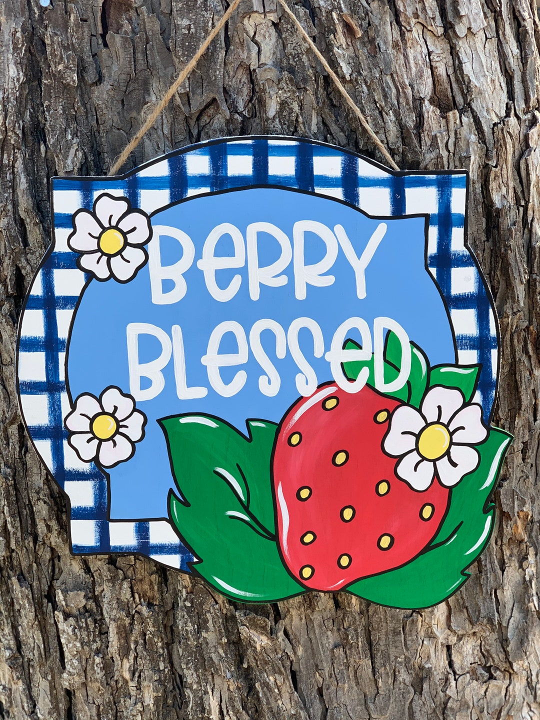 Berry Blessed Strawberry Door Hanger, Spring and Summer Door Decor ...
