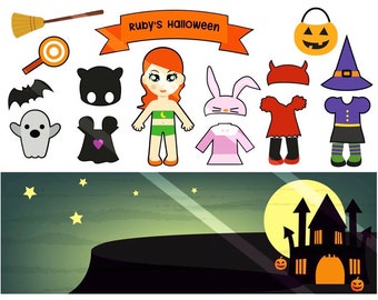 Paper Doll Printable Instant Download Halloween Witch 1 DIY Decor ...