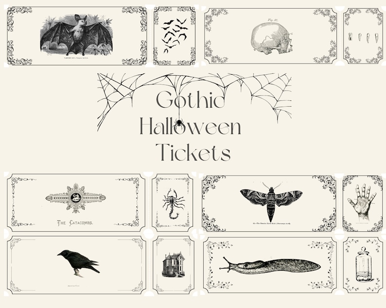 Halloween Tickets, Spooky Dark Academia Junk Journal Gothic Ephemera ...