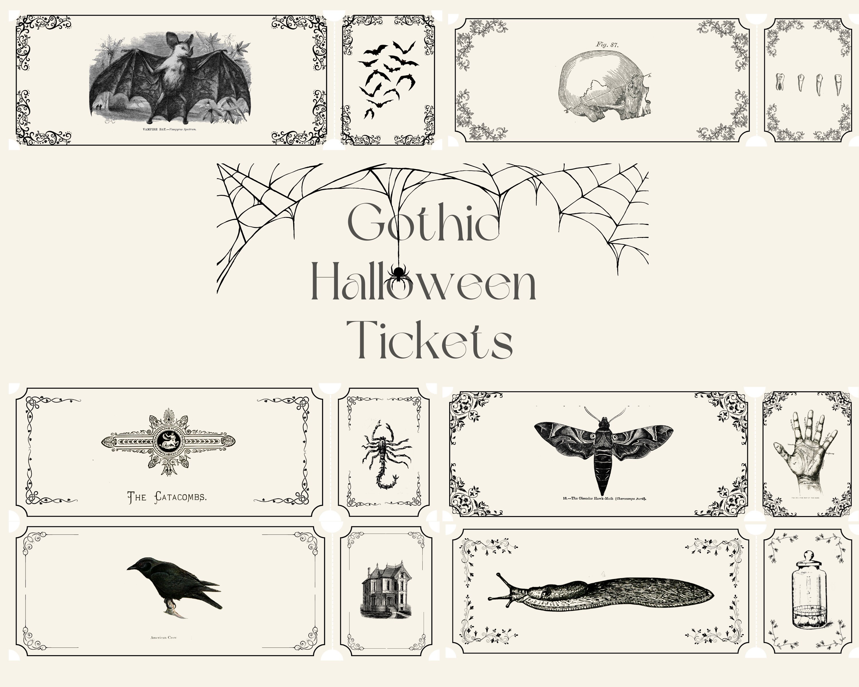 Halloween Tickets Spooky Dark Academia Junk Journal Gothic - Etsy