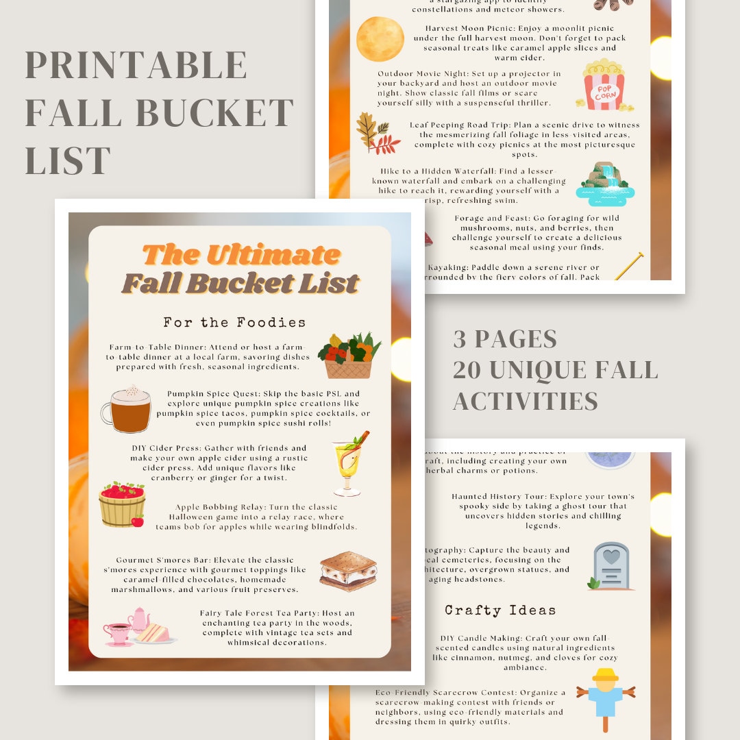Fall in Love With Autumn: Your Unique Fall Bucket List - Etsy