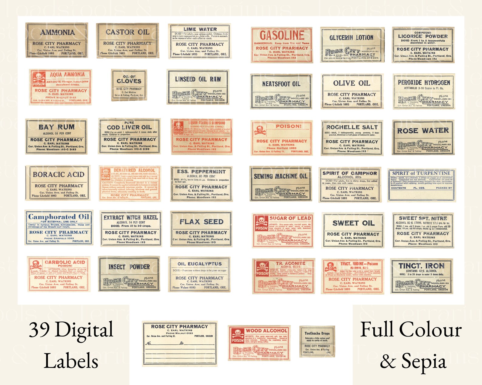 Antique Apothecary Labels Digital Ephemera Sheets - Set of 39 - Etsy