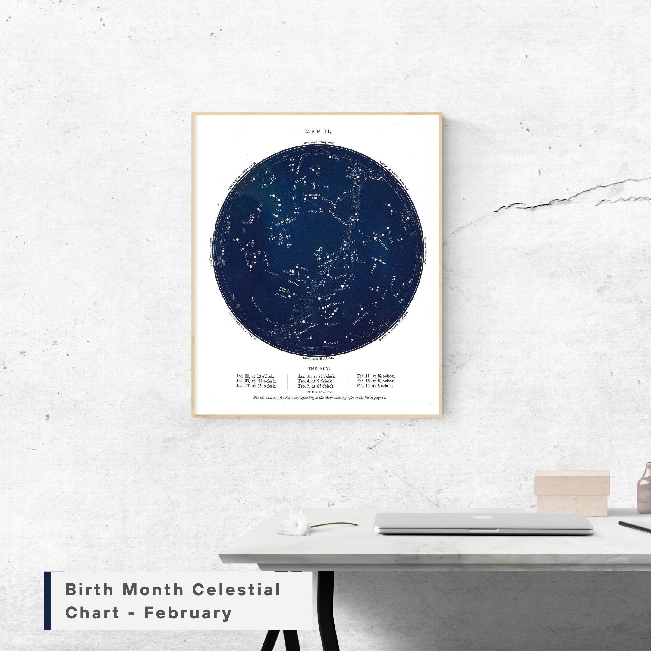 Antique Birth Month Star Chart Jan 20 Feb 19 From 1921 DIGITAL DOWNLOAD ...