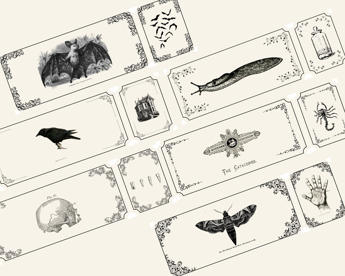 Halloween Tickets, Spooky Dark Academia Junk Journal Gothic Ephemera ...