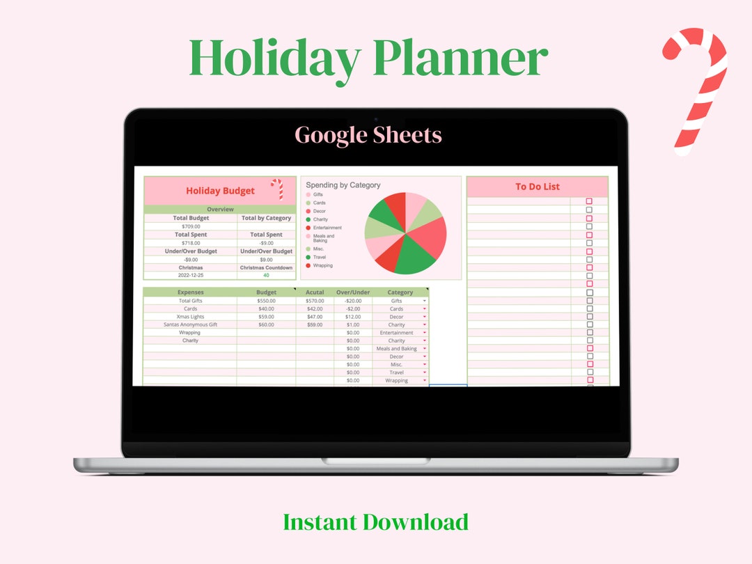 Holiday Planner Spreadsheet Digital Christmas Planning Google Sheets - Etsy