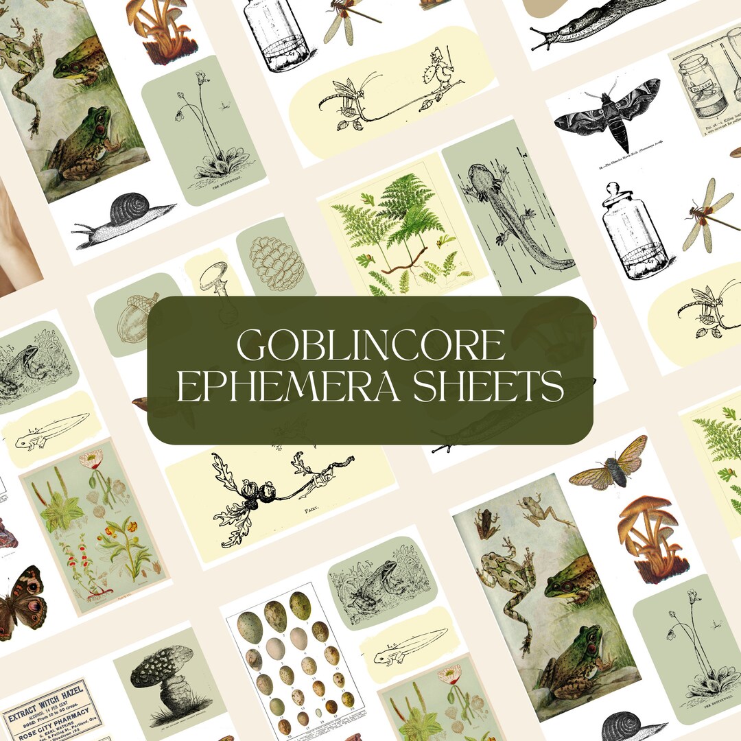 Goblincore Digital Ephemera Collection Antique Nature Illustrations ...