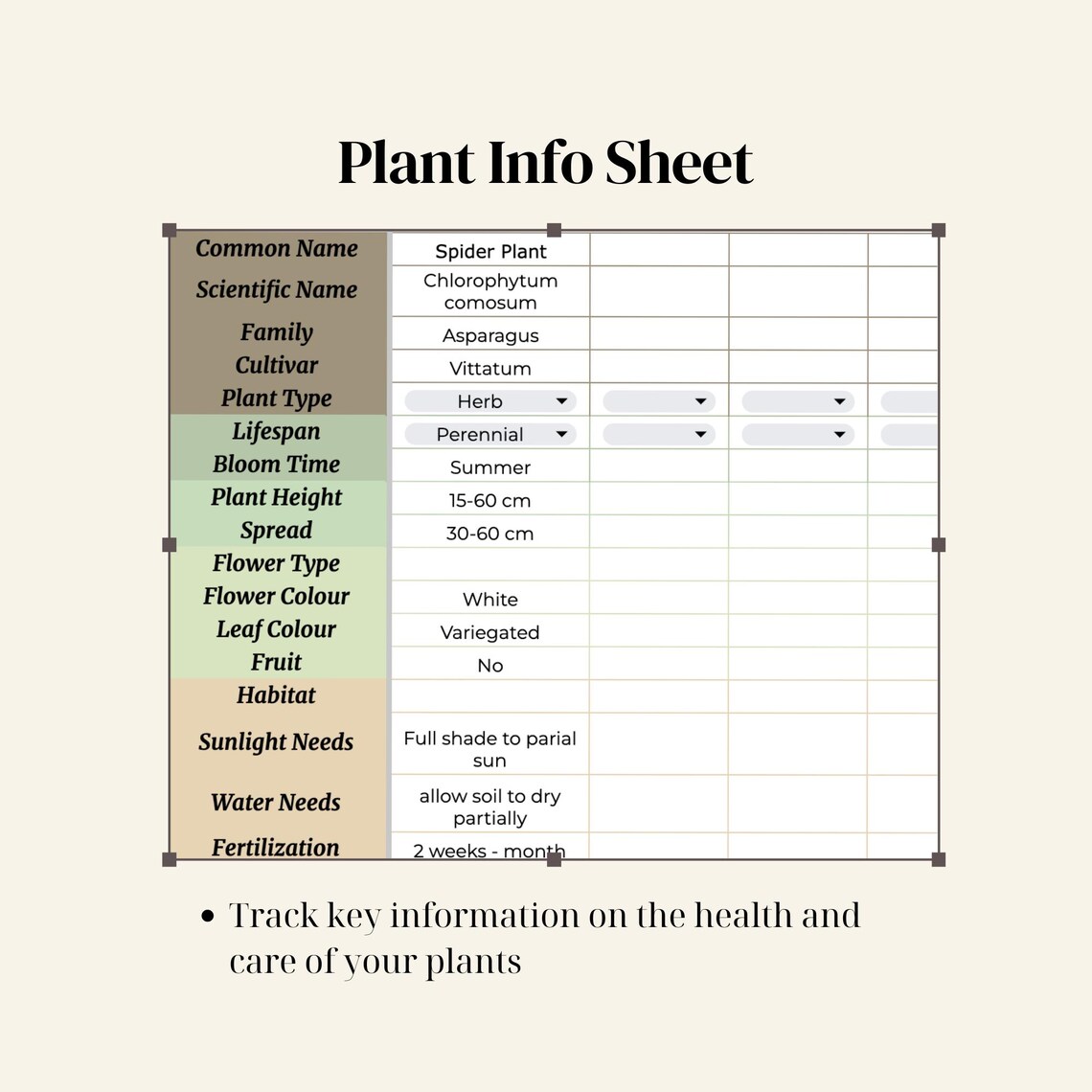 Plant Care Tracker Spreadsheet, Houseplant Watering Schedule (digital ...