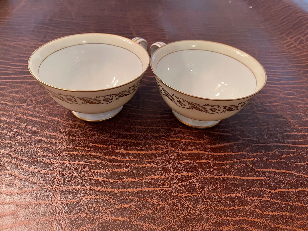 Noritake Pattern 5298 White Gold and Ivory Cups 2 Does Not Look Used - Etsy