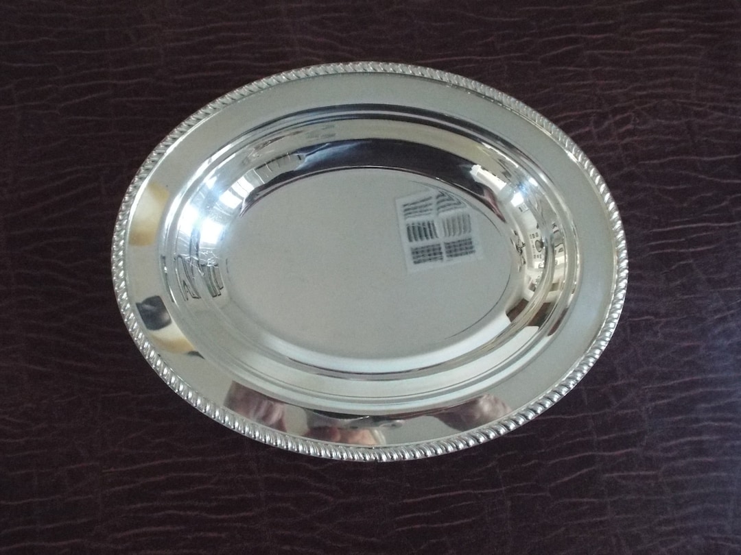 Oval Shaped Silver Plate Tray - Academy Silver on Copper, Vintage ...