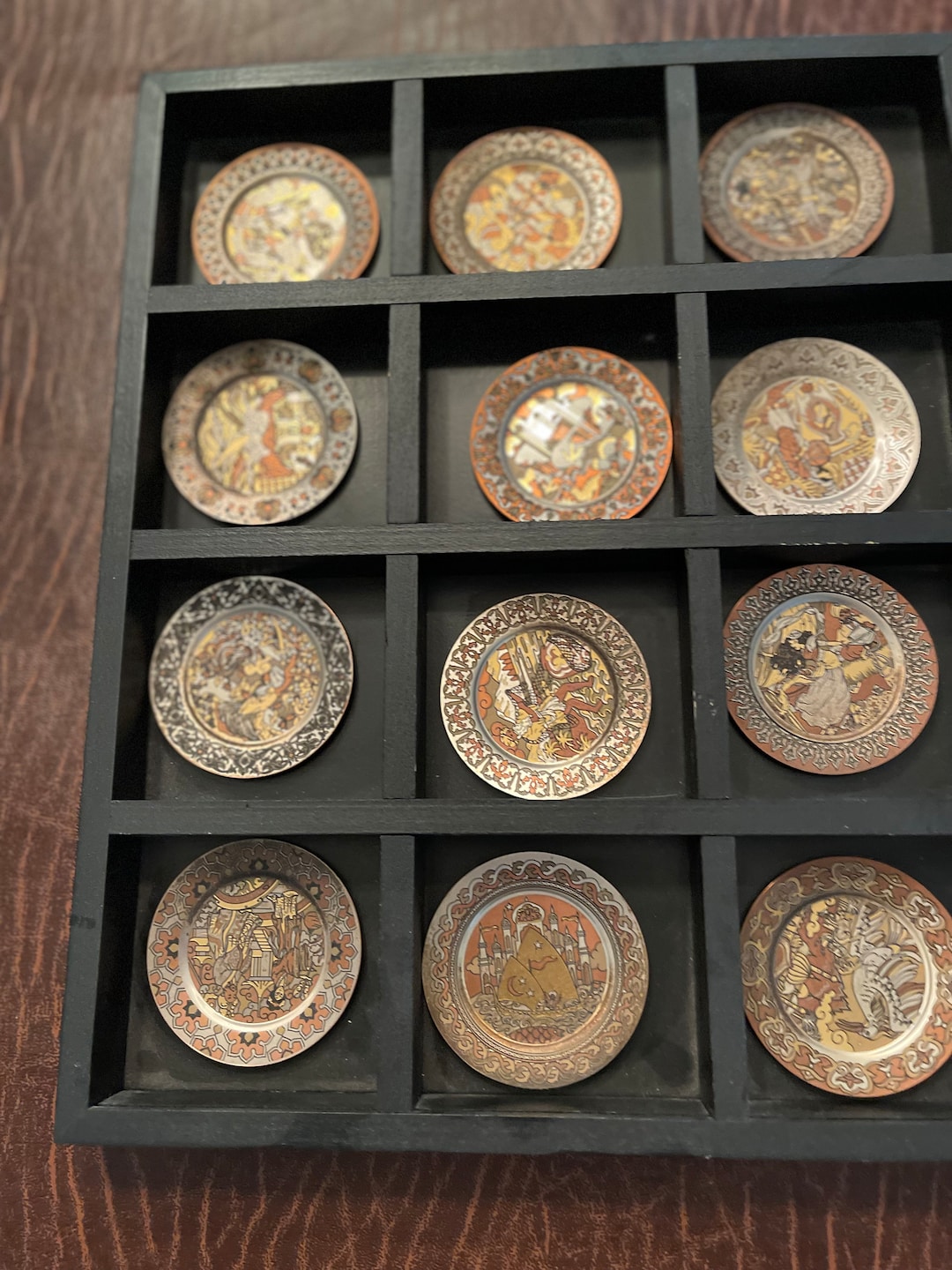 12 Small Asian Plates Each Unique in the Original Display Case 2.5 a ...