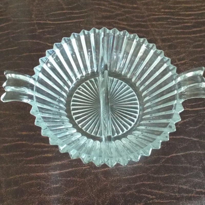 Pressed Glass Divided Dish - Etsy