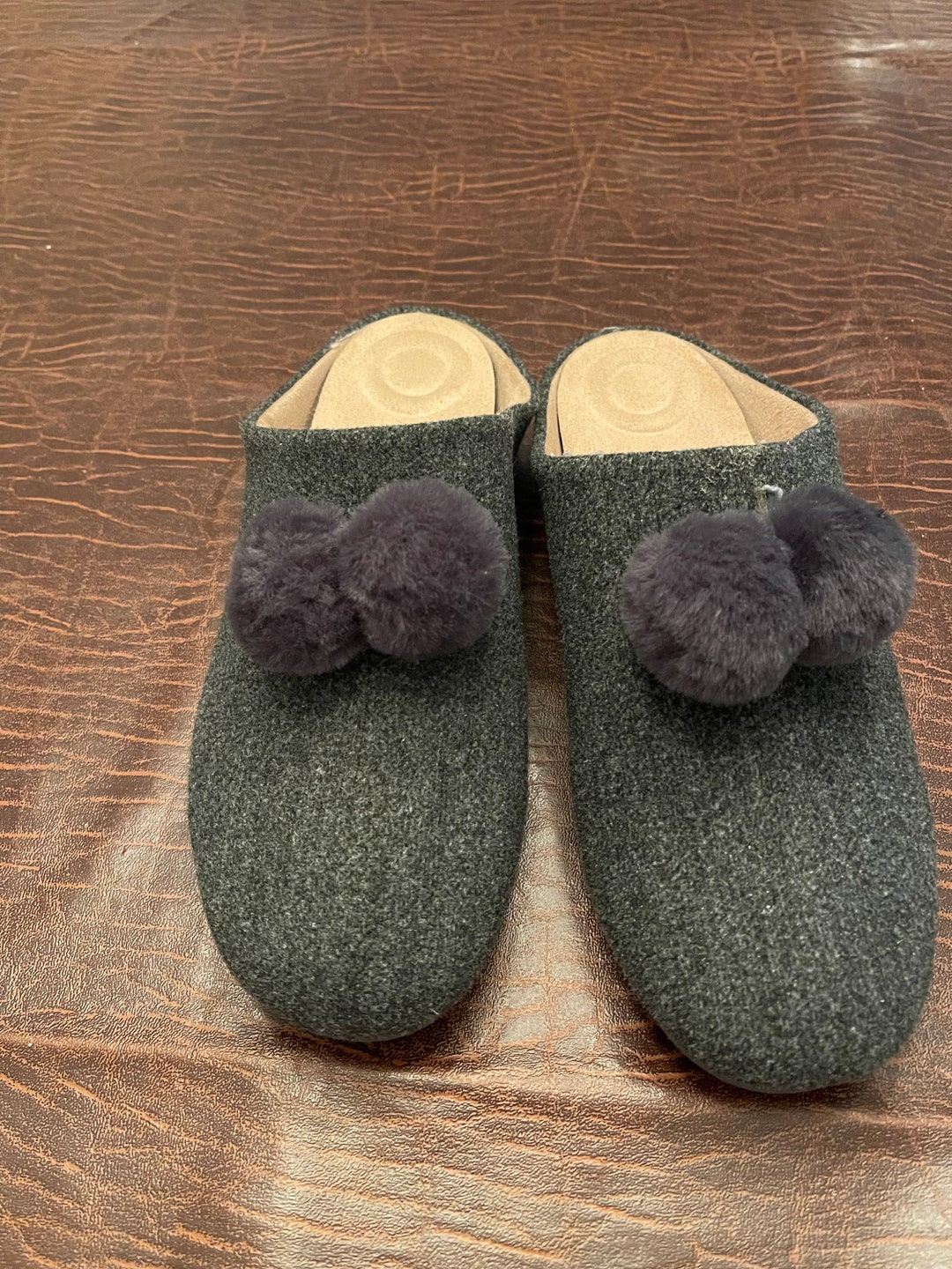 Fit Flop Grey 11 B Grey With Pom Poms Slipper Mules - Etsy