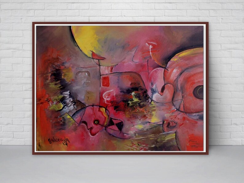 Red Painting, Contemporary Abstract Art, Oil on Canvas, Red Light by ...