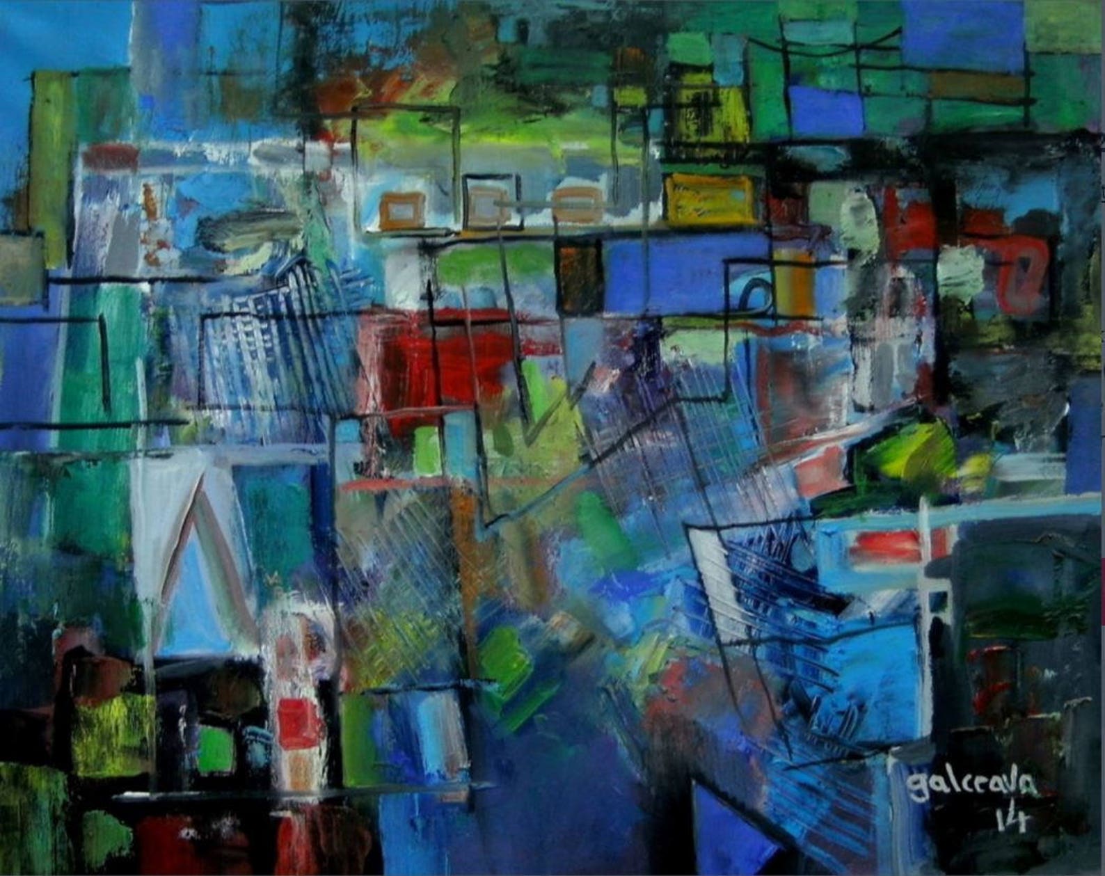 Geometric Landscape Abstract Art Oil Canvas Modern Painting | Etsy