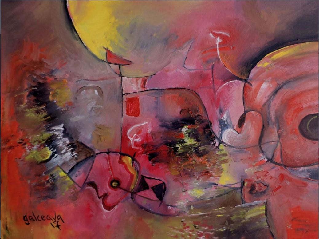 Red Painting, Contemporary Abstract Art, Oil on Canvas, Red Light by ...