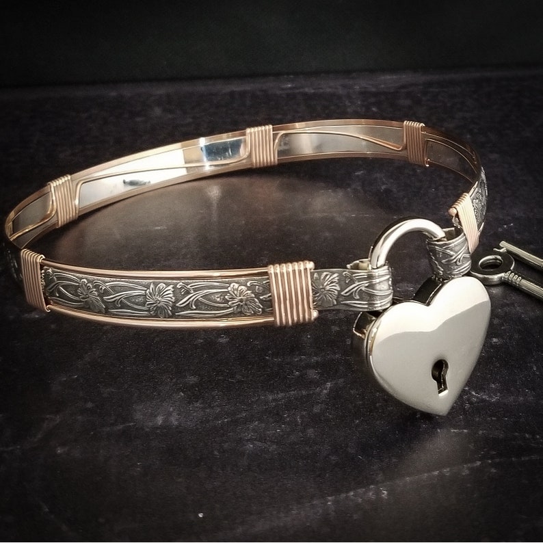 SOFT and SWEET Submissive Collar sterling Silver W/ Rose Gold | Etsy