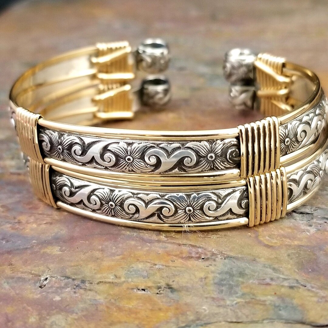 BDSM Locking Sterling Silver Handcuff Bracelets With Gold Accents - Etsy