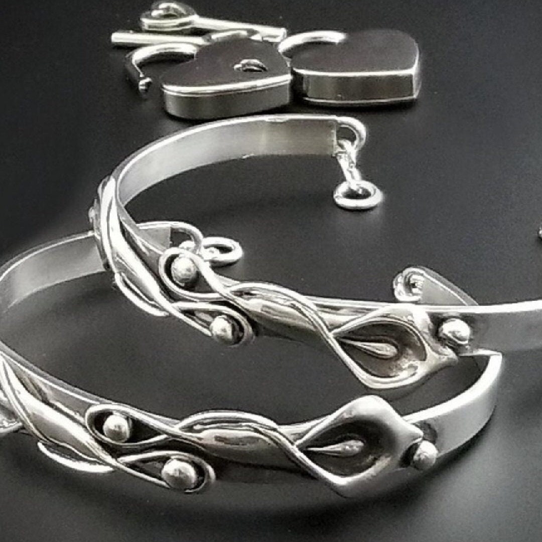 Calla Lily Locking Bracelets {single or Pair}, Wedding Jewelry, Floral ...