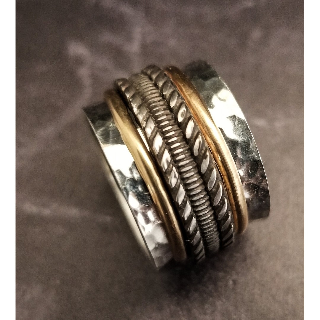 Rigger Ring Sterling Silver With 14k Gold Filled Accents - Etsy