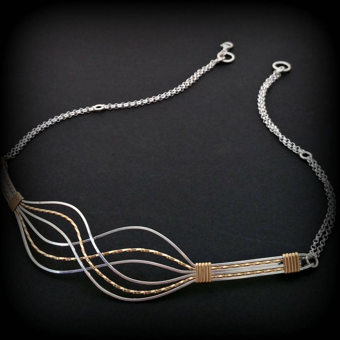 Handcrafted Infinity Collar: Sterling Silver & Gold Wire, Locking Clasp ...