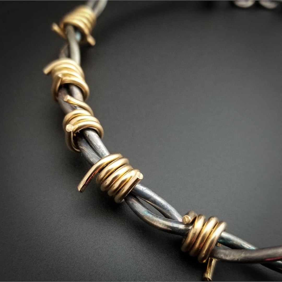 BRAMBLES Barbed Wire Locking Submissive Collar, Sterling Silver With ...