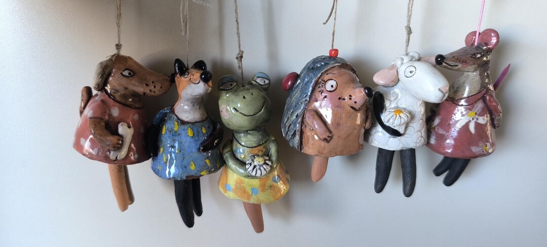Ceramic Bell Fog, Fox Bell,hedgehog Bell Mouse Bell Sheep Bell, Dog ...