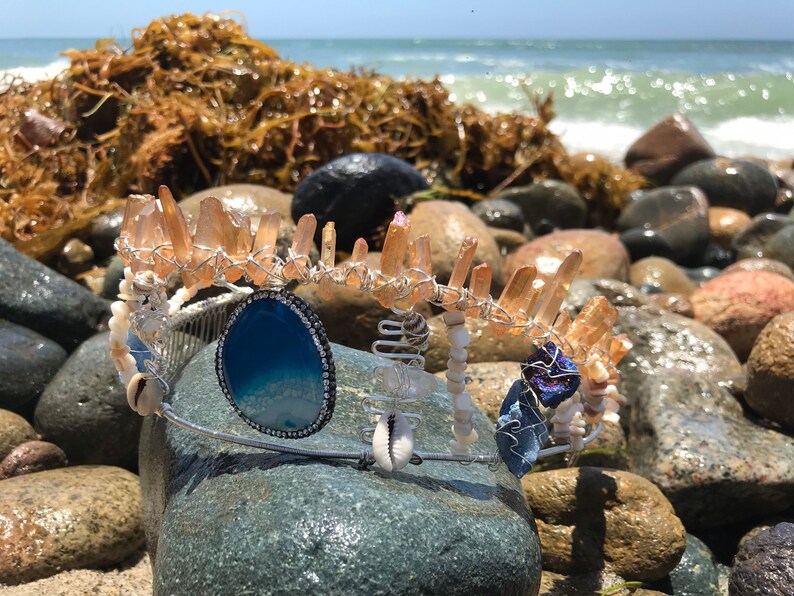 Ocean Goddess Mermaid Wire Wrapped Crown - Siren Beach Nautical Wedding ...