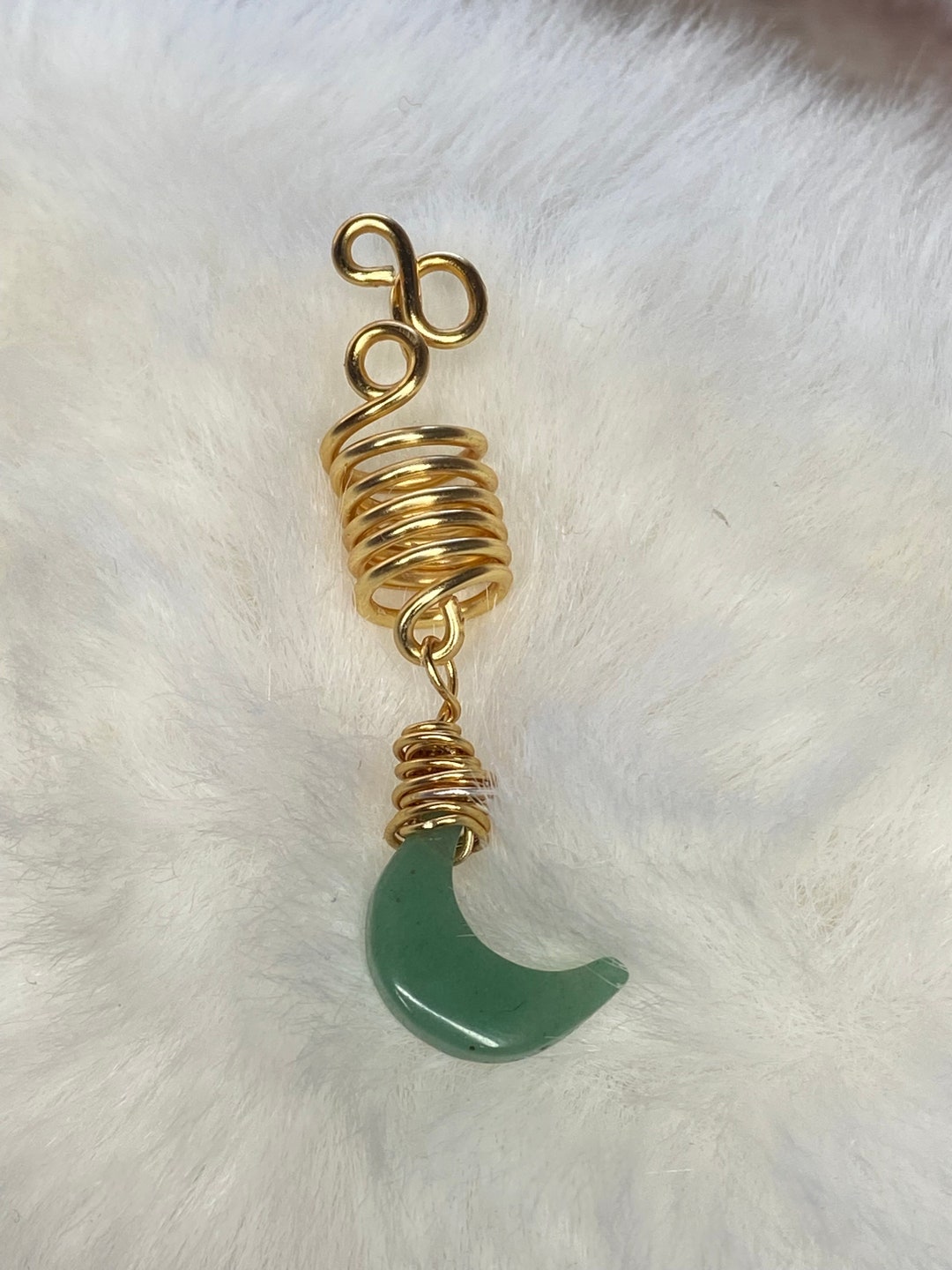 Green Crescent Moon Loc Jewelry, Braid Jewelry, Hair Accessories - Etsy