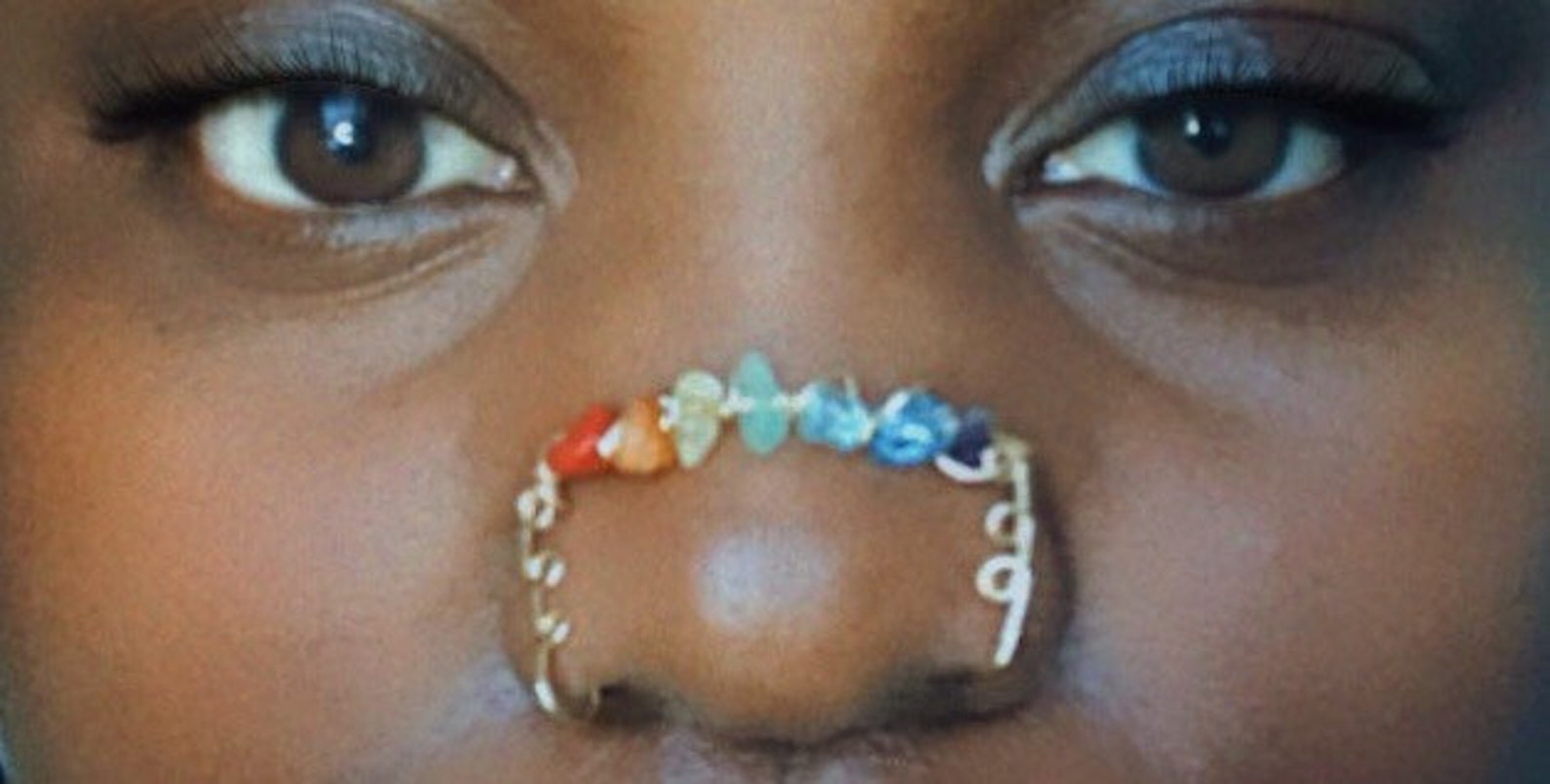 Rainbow Nose Bridge Cuff Chakra Jewelry Double Nostril Nose - Etsy